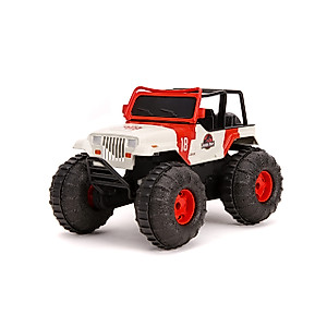 Jada Toys Jurassic World 10.5" Jeep Wrangler Water and Land RC Radio Control Cars, Toys for Kids and Adults