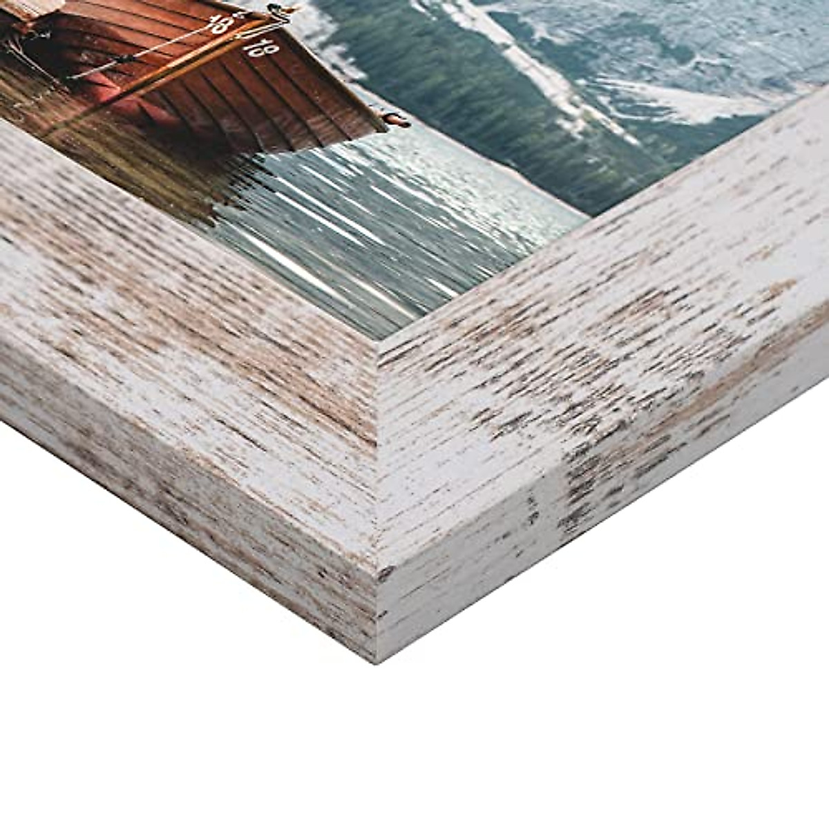 Golden State Art, 5x7 Picture Frame - Country Wood Grain Style - Tabletop Display, Back Hangers for Wall Display - Great for Photos, Gift, Pictures, Wedding, Portraits (2 Pack, White)