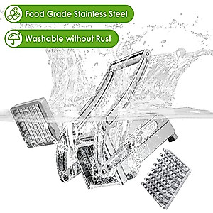 Jahy2Tech French Fry Potato Cutter Stainless Steel with 2 Blades for Potato Slicer French Fries, Press French Fries Cutter for Potato Cucumber Carrot Onion Vegetables