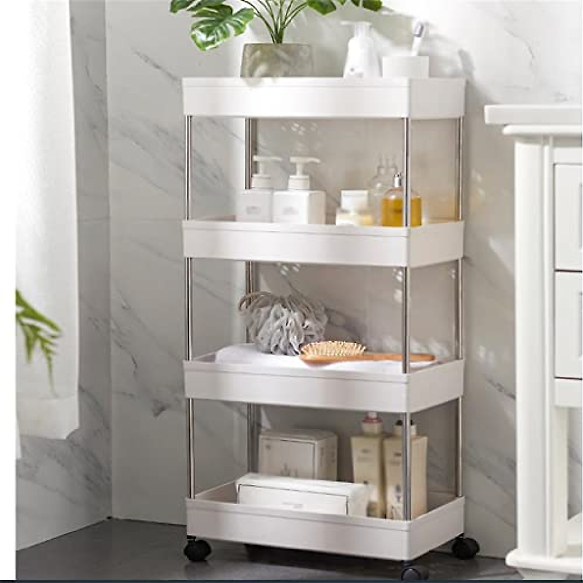 SLNFXC Thicker Material Multi-Layer Storage Cart Rolling Bathroom Organizer Household Rack Mobile Shelf