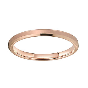CROWNAL 2mm Thin Black/Gunmetal/Silver/Rose Gold Tungsten Wedding Couple Bands Rings Women Matte Brushed Finish Size 4 To 10 (2mm RoseGold,9)