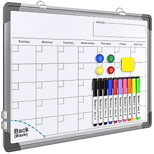 Small Monthly Calendar Dry Erase Whiteboard for Wall, 16" x 12" Magnetic Dry Erase Board, Hanging Double-Sided White Board, Portable Board for Drawing, Kitchen, Planning, Memo, School, Home, Office