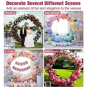 AnBaiMei 7 Ft Round Wedding Arch Stand with Metal Base for Flower Balloon Decoration, Circle Backdrop Stand Frame for Ceremony, Birthday Party, Baby Shower, Gold