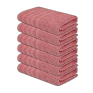 Textila Pink Bath Towels Pack of 6-24x48 inch Cotton Terry Towels for Bathroom Highly Absorbent, Soft Feel, Quick Dry, Lightweight Bath Towels for Shower, Pool, Gym, SPA, Hotel & Daily Use Towels
