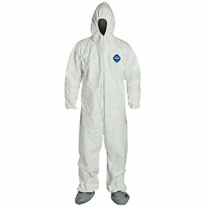 DuPont Industrial & Scientific 1414 Large TY122S Large EACH Disposable Elastic Wrist, Bootie and Hood Tyvek Coverall Suit 1414 White