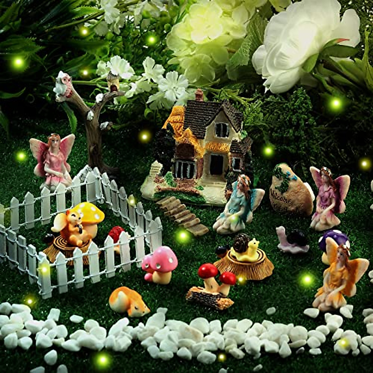 31 Pieces Fairy Garden Accessories Fairy Garden Miniatures Fairy House Supplies Girl Fly Wing Dollhouse Decor for Home Garden Lawn Decoration