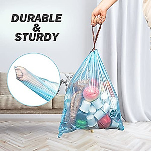 JOYEUX 4 Gallon Small Trash Bags, No-Tearing Drawstring Garbage Bags for Bathroom Kitchen, Febreze Beachside Breeze, 60 Count