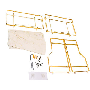 HERCHR Cosmetic Makeup Organizer, 2 Tier Bathroom Countertop Organizer Desktop Gold Metal Countertop Shelf for Cosmetics Storage Display Stand Shelf(Gold)