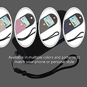 Cell Phone Wallet for Back of Phone with Wrist Strap, Stick On Wallet Credit Card ID Holder with RFID Protection Compatible with iPhone, Galaxy & Most Smartphones and Cases