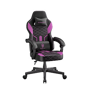 Dowinx Gaming Chair with Pocket Spring Cushion, Ergonomic Computer Chair High Back, Reclining Game Chair Pu Leather 350LBS, Purple