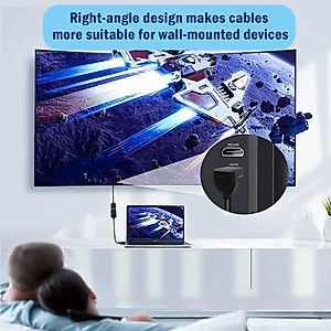 PNGKNYOCN 8K HDMI 2.1 Short Cable,90 Degree Downward Angle 1FT/0.3M Ultra High Speed 48Gbps HDMI Male to Male Cable Support 8K@60Hz,Dynamic HDR,HDCP 2.2&2.3, eARC (Down)