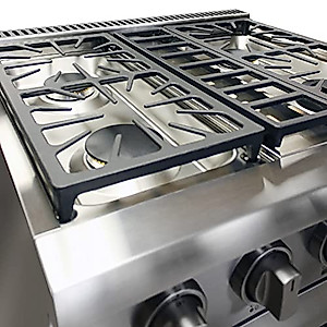 BRAMA Gas Range with 4 Burner Cooktop, Freestanding 30-Inch with Porcelain Convection Oven and Broil Function, Continuous Grates with Stainless Steel Construction, 4.2 Cu.Ft., Metallic