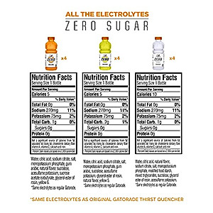 Gatorade Zero Sugar Thirst Quencher, Glacier Cherry Variety Pack, 20 Fl Oz (Pack of 12)