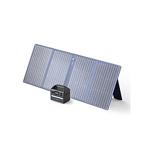 Anker 521 Portable Power Station, Solar Generator 256Wh with 100W Solar Panel, LiFePO4 Battery Pack, 200W 6-Port PowerHouse, 2 AC Outlets, 60W USB-C PD Output, for Outdoor Camping, RV(Anker Solix)