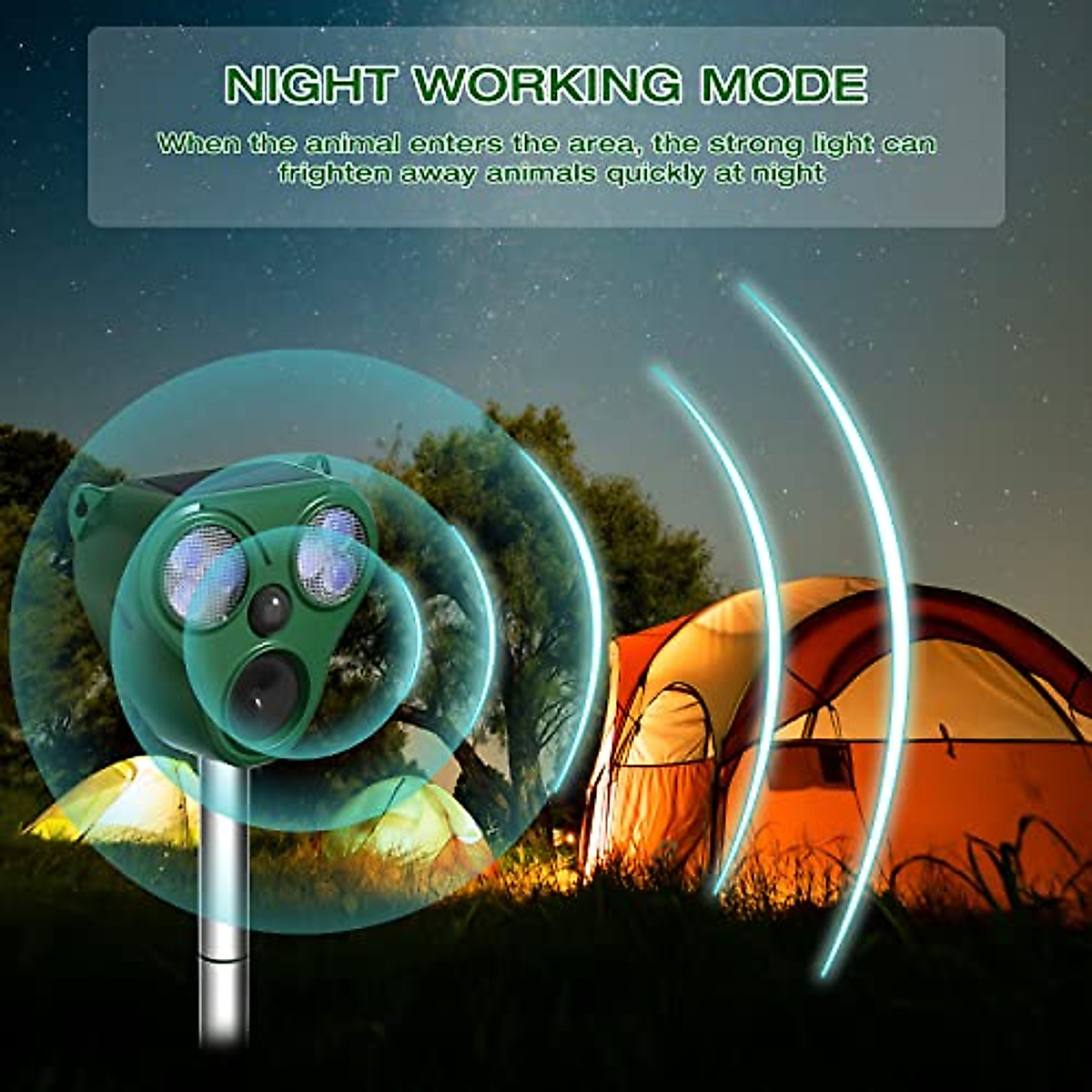 Umila Solar Animal Repeller, Ultrasonic Repellent, Motion Detection, LED Flashing Light, Dog, Cat Repellent, Squirrel, Raccoon, Skunk, Rabbit, Rodent, Fox, Deer