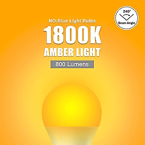 Neporal Amber Light Bulbs 4PK, 9W 60 Watt Equivalent, Blue Blocking Light Bulbs 1800K, Soft Warm Sleep Light Bulbs A19, Amber Night Light Bulb E26 for Bedroom and Baby Nursery Light