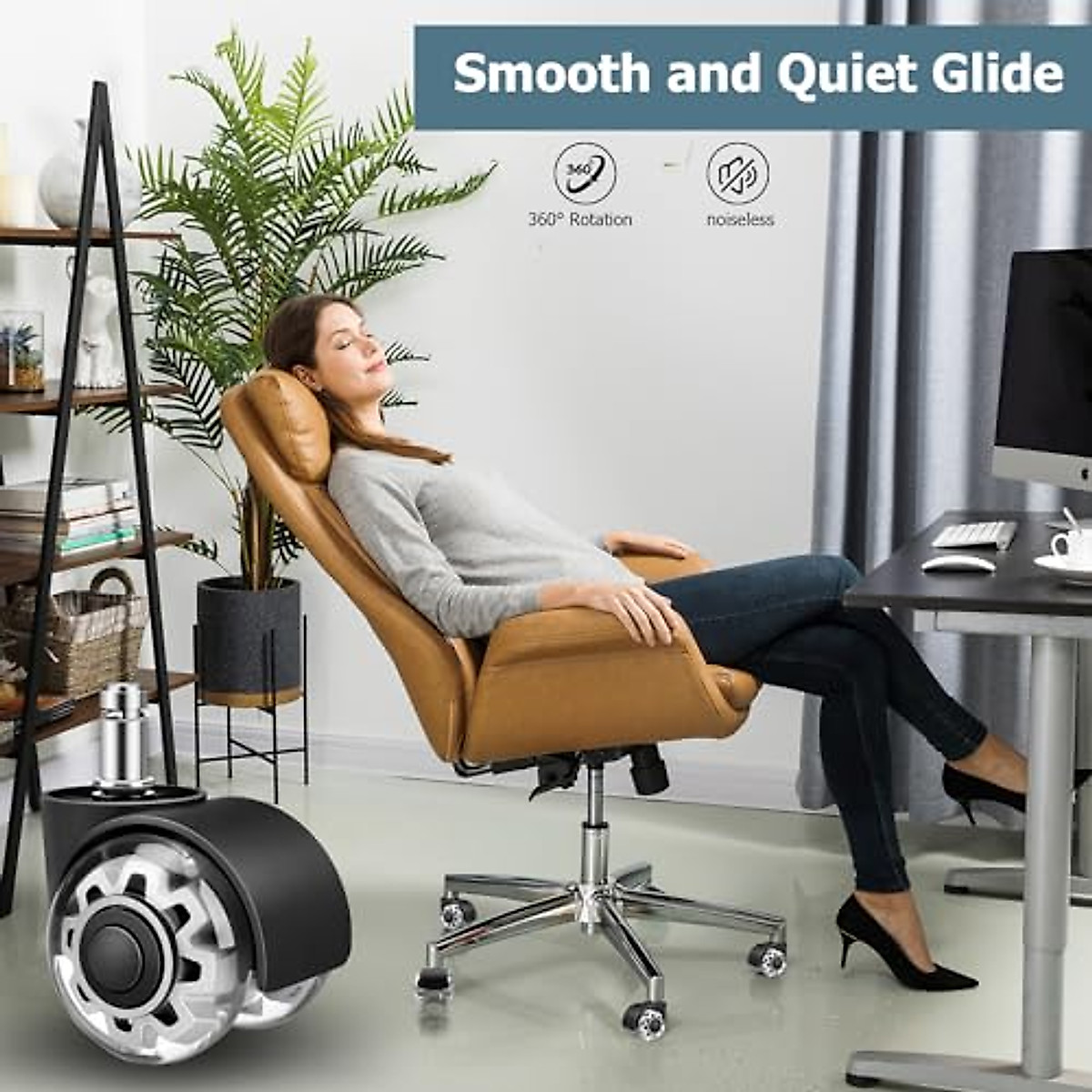 Office Chair Wheels,5 Pack (11x22 mm) Universal Caster Wheels Replacement for All Hardwood and Carpet Floors, Heavy Duty Roller Style Computer Desk Chair Casters