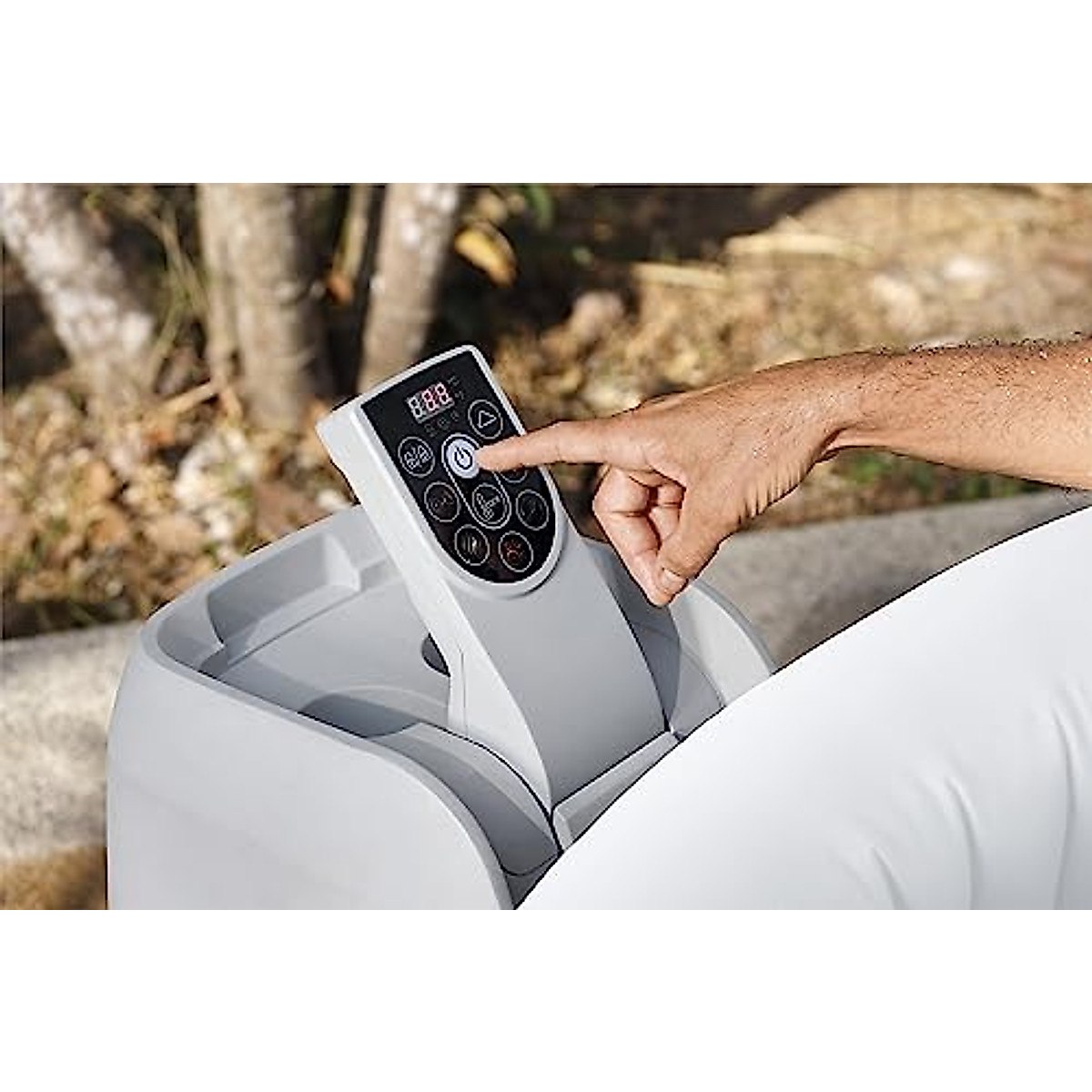 Bestway St. Lucia SaluSpa 2 to 3 Person Inflatable Round Outdoor Hot Tub with 110 Soothing AirJets, Filter Cartridge, Pump, and Insulated Cover, Gray