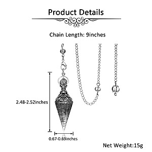 Jovivi 7 Chakra Healing Crystal Pendulums for Dowsing Divination 6 Facet Pointed Healing Wicca Dowsing Balancing Spiritual Resin Gemstone Point Pendant Pendulums