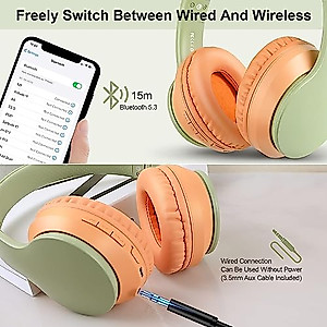 LOBKIN Wireless Bluetooth Headphones, Over-Ear Headphones with Built-in HD Mic,40H Playtime, Foldable Wireless and Wired Stereo Headphones for Gym/PC/Home