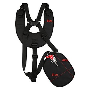 Yosoo Adjustable Lawn Mower Double Shoulder Strap Professional Mower Nylon Belt for Brush Cutter Garden Lawn Black