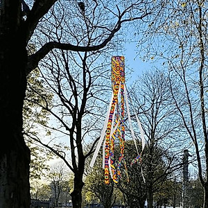 Mosaic-Ceramic Tile Pattern Halloween Windsocks Flag 59 Inch Flag Wind Socks Outdoor Hanging Decoration Halloween Decorations Halloween Decor Outdoor for Home Yard Patio with Led Light