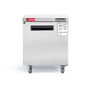 WESTLAKE 28" W Commercial Freezer Worktop Undercounter Freezer 6.4 Cu.ft Single Door Stainless Steel Counter Fan Cooling Freezer Food Prep Station for Restaurant, Bar