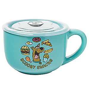 Silver Buffalo Scooby Doo Scooby Snacks Ceramic Soup Mug with Vented Plastic Lid, 24 Ounces
