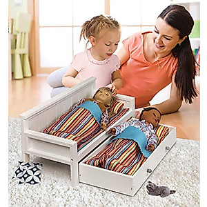 Badger Basket Toy Doll Sofa and Daybed Combo with Trundle Bed for 18 inch Dolls - White/Multi