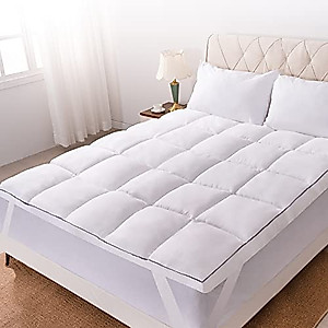 EASTARTIST Mattress Topper King Size Pillow Top,Extra Thick 3 Inch Mattress Bed Protector for Back Pain with 1.33+3D Down Alternative Fill,78x80 Inches(White,King)