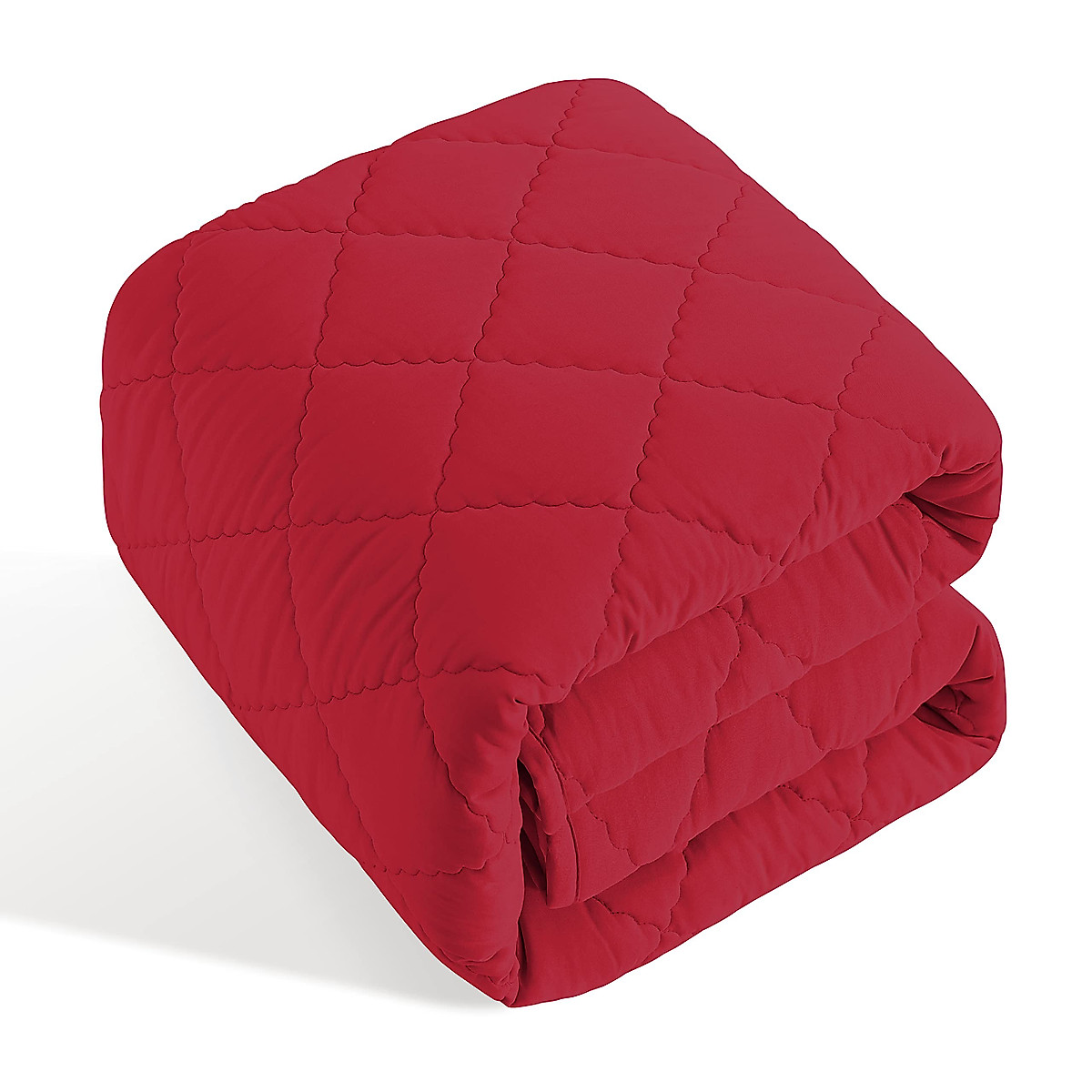 BEDSUM 100% Brushed Microfiber Down Alternative Toddler Comforter, Ultra Soft Lightweight and Warm Breathable Crib Quilted Blanket for Nursery Stroller Bed, 39x47 Inches, Red