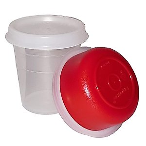 Tupperware Midget Smidgets 2 Ounce and 1 oz Clear and Red Mini Containers