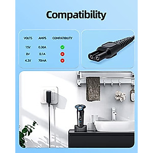 HQ8505 Norelco Charger Cord Fit for Philips Norelco HQ8505 7000 5000 3000 9000 2000 Series mg7750 Electric Shaver Razor,Aquatec,Arcitec,Multigroom Beard Trimmer Adapter Power Supply Charging Cord