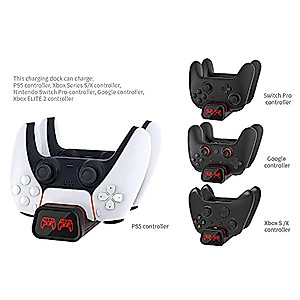 Switch Pro Controller Charger, Xbox Series S/X Controller Charging Dock, Charging Station for Playstation 5 Controller, Nintendo Switch Pro Controller, Google Controller(Not for Power A controllers)