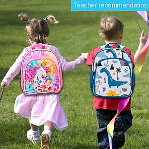 3PCS Toddler Backpack for Boys, 12.5" Dinosaur Book Bag and Lunch Box Set