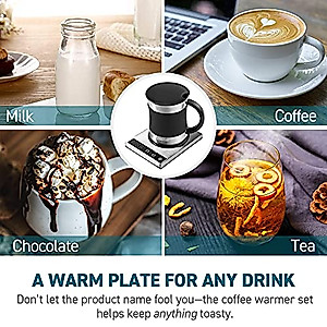 COSORI Coffee Mug Warmer & Mug Set, Beverage Cup Warmer for Desk Home Office Use, Coffee gifts, Electric 24 Watt, Touch Tech & LCD Digital Display, 304 Stainless Steel, 17 oz, Mug lid