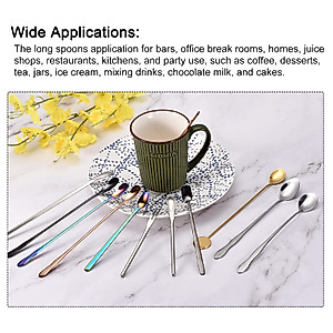 uxcell Long Handle Spoon, 3Pcs 10.24-Inch Ice Cream Spoon, Stainless Steel Cocktail Stirring Spoons for Mixing, Drink, Coffee (Silver)