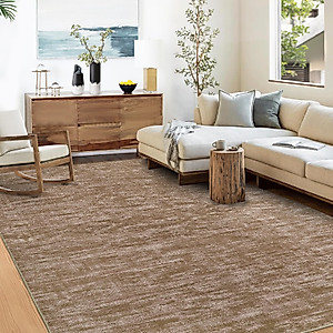 LUXLOOM Large Solid Rug 8x10 Washable Rug Ultra-Thin Low Pile Floor Mat Modern Rug Contemporary Non-Shedding Carpet Non-Slip Accent Rug for Living Room Bedroom Dining Room Nursery Home Office Camel