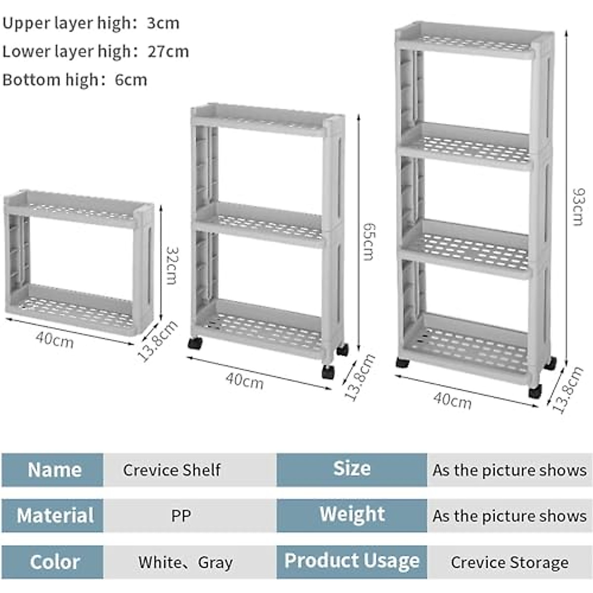 OXOAMP Storage Shelves Rack for Kitchen Kitchen Storage Cart Storage Rack Mobile Shelving Unit Organizer Slide Out Storage Rolling Cart Tower