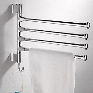 Vktech Wall-Mounted Swing 4-Arm Kitchen Towel Rack,Stainless Steel