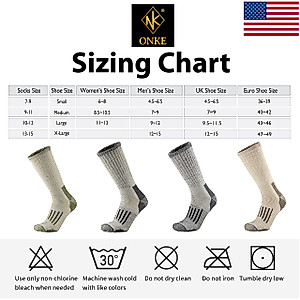 ONKE Merino Wool Cushion Crew Socks for Men Outdoor Hiking All Seasons Work Boot Heavy Thick Thermal Moisture Wicking Control(Black L)