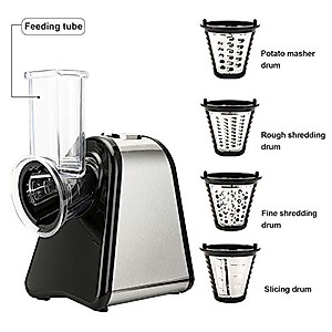 Szikawo Professional Salad Maker Electric Slicer/Shredder with One-Touch Control and 4 Free Attachments for fruits, vegetables, and potato