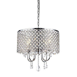 Whse of Tiffany RL5633 Deluxe Crystal Chandelier, 9" x 17" x 17", Silver