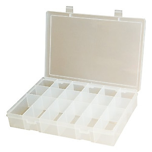 Durham LP18-CLEAR Clear Polypropylene 18 Compartment Large Box, 13-1/8" Width x 2-5/16" Height x 9" Depth
