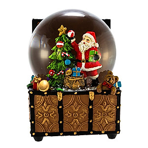 Kurt S. Adler J3259 100mm Wind-Up Musical Santa Water Globe in Treasure Chest