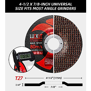 LUCKUT Grinding Wheels Grinding Discs 4-1/2'' x 1/4'' x 7/8'' Grinder Wheel Center Metal Aggressive Grinding for Angle Grinders-10 Pack