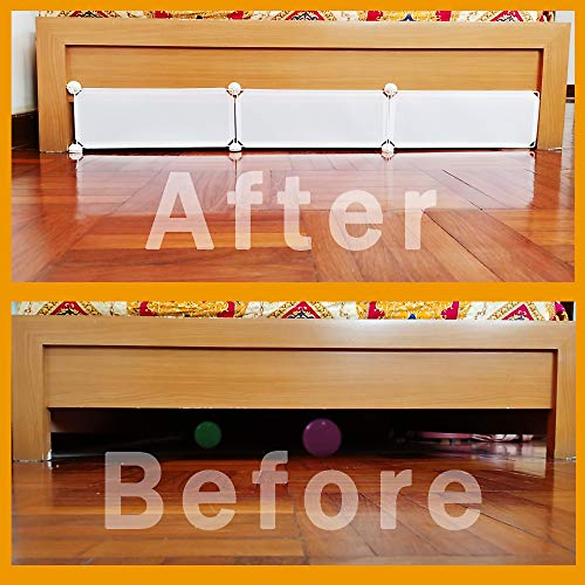 QIYIHOME Toy Blocker, Extra Tall Size Gap Bumper for Under Bed, Stop Pets Toys Going Under Bed or Sofa Couch, Easy to Install, 11.8" Height 83" Length
