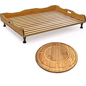 Prosumer’s Choice Large Bamboo Stovetop Cover, Noodle Preparation and Cutting Board and Bamboo Butcher Block Cutting and Chop Board with Juice Groove for Meat Carving - Dual sided