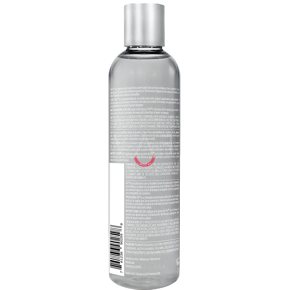 FAV Water Based Luxury Personal Lubricant, Natural Feeling Lube for Women Men and Couples, Toy Friendly, Condom Safe, 8.25 Fl Oz