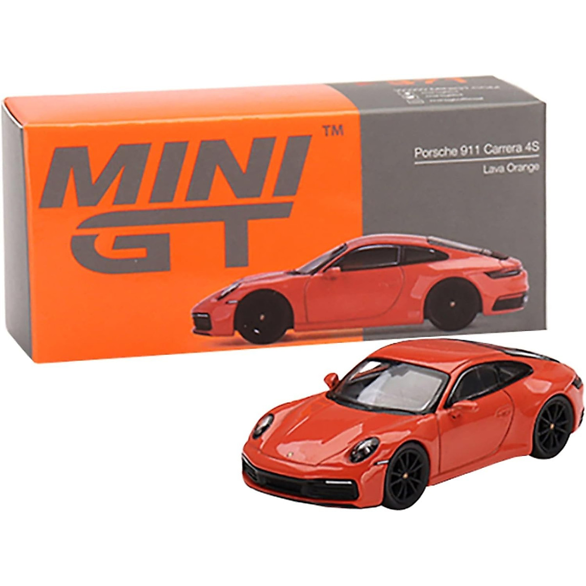 True Scale Miniatures Model Car Compatible with Porsche 911 (992) Carrera 4S Lava Orange Limited Edition 1/64 Diecast Model Car MGT00371